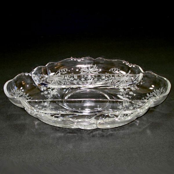 Copperton Lane Heisey Orchid 3 Part Divided Relish Dish Glass By